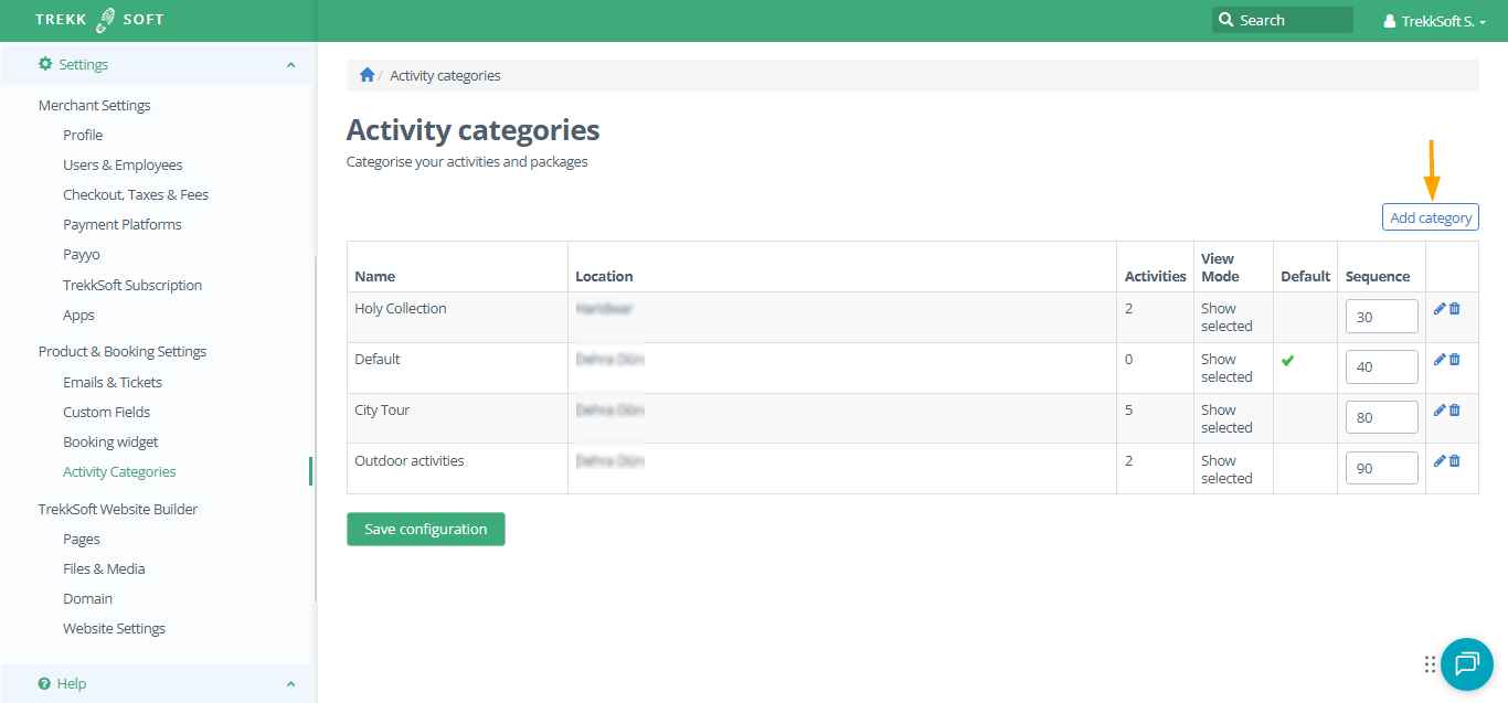 Creating Activity Categories