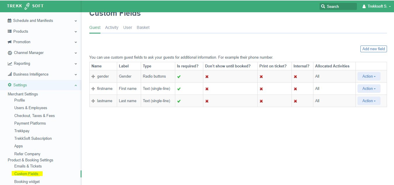 Getting information from your guests by using custom fields